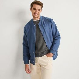 LANDS' END Twill-Bomberjacke im College-Look, Herren,  Blau, Baumwolle, by Lands' End