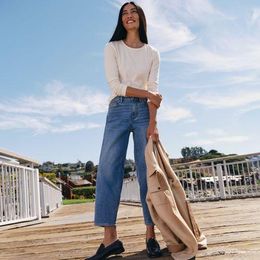 LANDS' END Barrel-Jeans High Waist, Damen,  Blau, Elasthan/Baumwoll-Mischung/Polyester-Mischung, by Lands' End