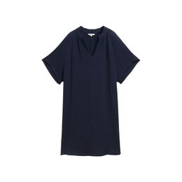 Tom Tailor Damen Musselin Kleid aus Baumwolle, blau, Uni, Gr. 36