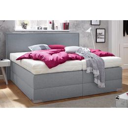 Boxspringbett, grau, Liegefl&auml;che B/L: 140cm x 200cm, H2, Bonnell-Federkernmatratze, Bettrahmen und seitliche Einfassung Unterbox und Obermatratze: Fein-Strukturstoff (77% Polyester, 23% Viskose).;Spiegelfl&auml;che der Matratzen: 100% Polyester, Westfalia Schlafkomfort, Komplettbetten, Boxspringbett