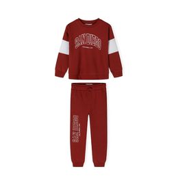 MINOTI Jogginganzug Jungen Gr&ouml;&szlig;e 104/110 rot / wei&szlig;