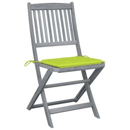 vidaXL Klappbare Gartenstühle 2 Stk. mit Kissen Massivholz Akazie