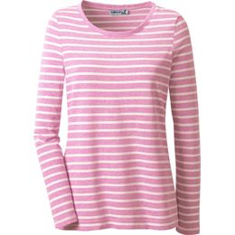 CRÉATION L Damen Langarmshirt mit Ringel-Dessin, garngefärbt rosé-gestreift Größe 40