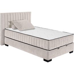 Boxbett ED EXCITING DESIGN "Nagol", beige, B:145cm L:214cm, 100% Polyester, Komplettbetten, mit Bettkasten, mit Wendematratze, erhältlich in verschiedenen Breiten