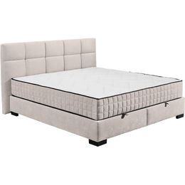 Boxbett ED EXCITING DESIGN "Nagol", beige, B:185cm L:214cm, 100% Polyester, Komplettbetten, mit Bettkasten, mit Wendematratze, erhältlich in verschiedenen Breiten