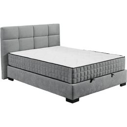 Boxbett ED EXCITING DESIGN "Nagol", grau (anthrazit), B:165cm L:214cm, 100% Polyester, Komplettbetten, mit Bettkasten, mit Wendematratze, erhältlich in verschiedenen Breiten