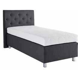 Boxspringbett, grau (anthrazit), B:104cm L:210cm, Bezug Unterbox und Kopfteil: Strukturstoff (77% Polyester und 23% Viskose);Bezug Obermatratze 100% Polyester, Westfalia Schlafkomfort, Komplettbetten, Boxspringbett, in diversen Ausf&uuml;hrungen