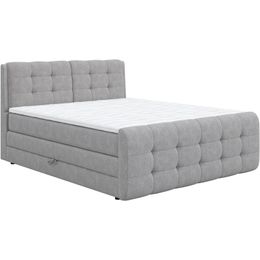 Boxspringbett COTTA "Fort mit Bettkasten, inkl. Topper", grau (hellgrau), B:161cm L:228cm, 100% POLYESTER (PES), Komplettbetten, erhältlich in verschiedenen Breiten (160cm, 180cm & 200cm), Topseller