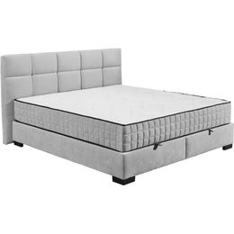 Boxbett ED EXCITING DESIGN "Nagol", grau (hellgrau), B:185cm L:214cm, 100% Polyester, Komplettbetten, mit Bettkasten, mit Wendematratze, erhältlich in verschiedenen Breiten