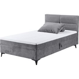 Boxbett ED EXCITING DESIGN "Andon", grau (dunkelgrau), B:121cm L:210cm, 92% Polyester, 8% Nylon, Komplettbetten, mit Bettkasten, integrierter Topper, universell aufbaubar