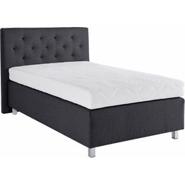 Boxspringbett, grau (anthrazit), B:134cm L:210cm, Bezug Unterbox und Kopfteil: Strukturstoff (77% Polyester und 23% Viskose);Bezug Obermatratze 100% Polyester, Westfalia Schlafkomfort, Komplettbetten, Boxspringbett, in diversen Ausf&uuml;hrungen