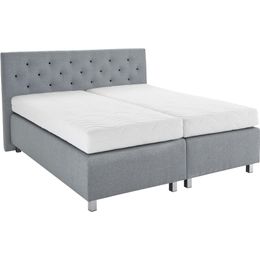 Boxspringbett, grau (hellgrau), B:174cm L:210cm, Bezug Unterbox und Kopfteil: Strukturstoff (77% Polyester und 23% Viskose);Bezug Obermatratze 100% Polyester, Westfalia Schlafkomfort, Komplettbetten, Boxspringbett, in diversen Ausf&uuml;hrungen