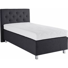 Boxspringbett, grau (anthrazit), B:114cm L:210cm, Bezug Unterbox und Kopfteil: Strukturstoff (77% Polyester und 23% Viskose);Bezug Obermatratze 100% Polyester, Westfalia Schlafkomfort, Komplettbetten, Boxspringbett, in diversen Ausf&uuml;hrungen