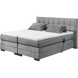 Boxspringbett ED EXCITING DESIGN "Talena", grau (anthrazit), B:202cm L:211cm, 100% Polyester, Komplettbetten, Boxspringbett, inkl. Motor und Topper