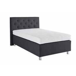 Boxspringbett, grau (anthrazit), B:134cm L:210cm, Bezug Unterbox und Kopfteil: Strukturstoff (77% Polyester und 23% Viskose);Bezug Obermatratze 100% Polyester, Westfalia Schlafkomfort, Komplettbetten, Boxspringbett, in diversen Ausf&uuml;hrungen