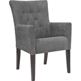 Esszimmerstuhl Home Affaire "King", blau (blaugrau, wenge), B:60cm H:92cm T:65cm, Polyester, Stühle, Esszimmerstuhl mit Knopfheftung