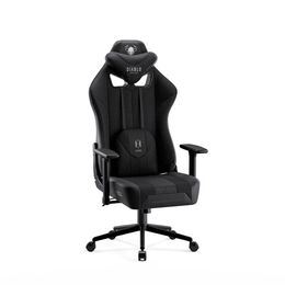 Diablo X-Player Gaming Stuhl Bürostuhl Schreibtischstuhl Stoff 3D Armlehnen Ergonomisches Design Nacken/- Lendenkissen (Schwarz, Small)