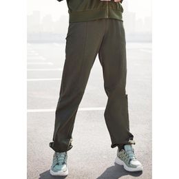 FCUK Sweatpants mit Logodruck am Bein, Loungewear khaki 36/38 - N-Gr N-Gr 36/38 Sweathose mit seitlichen Eingrifftaschen