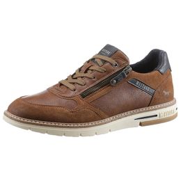 Mustang Shoes Schnürschuh mit Reißverschluss, Freizeitschuh, Halbschuh, Schnürschuh cognac 41 41 Schnürer in sportivem Look