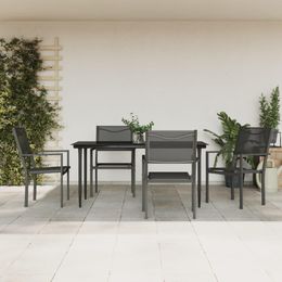 vidaXL 5-tlg. Garten-Essgruppe Schwarz Stahl und Textilene