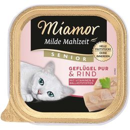 Miamor Milde Mahlzeit Senior Gefl&uuml;gel Pur & Rind Katzen-Nassfutter leicht verdaulich 16x100g