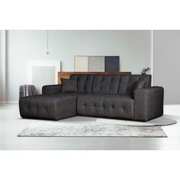 Ecksofa Home Affaire "Nosia L-Form", schwarz, B:234cm H:85cm T:163cm, 100% Polyester, Sofas, Ecksofa, incl. 2 Zierkissen, mit feiner Steppung