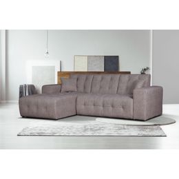 Ecksofa Home Affaire "Nosia L-Form", grau (taupe), B:234cm H:85cm T:163cm, 100% Polyester, Sofas, Ecksofa, incl. 2 Zierkissen, mit feiner Steppung