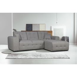 Ecksofa Home Affaire "Nosia L-Form", grau (hellgrau), B:234cm H:85cm T:163cm, 100% Polyester, Sofas, Ecksofa, incl. 2 Zierkissen, mit feiner Steppung