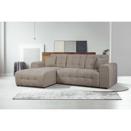 Ecksofa Home Affaire "Nosia L-Form", grau (taupe), B:234cm H:85cm T:163cm, 100% Polyester, Sofas, Ecksofa, incl. 2 Zierkissen, mit feiner Steppung