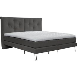 Boxspringbett Alina "Longon inkl. Matratze und Komfortschaum-Topper, Breite 180x200cm", grau (grau dgs 119), B:194cm L:212,5cm, Struktur fein DGS (92% Poyester, 8% Nylon), Komplettbetten, Boxspringbett, erh&auml;ltlich in verschiedenen H&auml;rtegraden