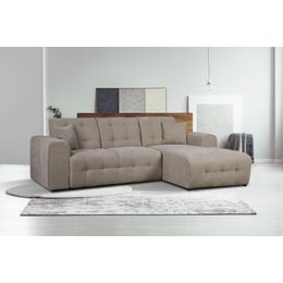 Ecksofa Home Affaire "Nosia L-Form", grau (taupe), B:234cm H:85cm T:163cm, 100% Polyester, Sofas, Ecksofa, incl. 2 Zierkissen, mit feiner Steppung
