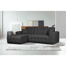 Ecksofa Home Affaire "Nosia L-Form", grau (anthrazit), B:234cm H:85cm T:163cm, 100% Polyester, Sofas, Ecksofa, incl. 2 Zierkissen, mit feiner Steppung