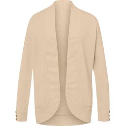 Damen Strickjacke mit breiter Rippe elfenbein, Gr&ouml;&szlig;e 56
