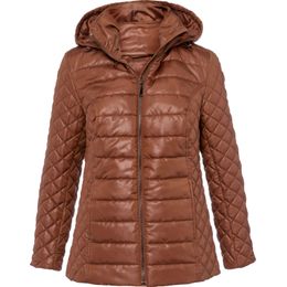 Damen Steppjacke mit Kapuze rotbraun, Gr&ouml;&szlig;e 44