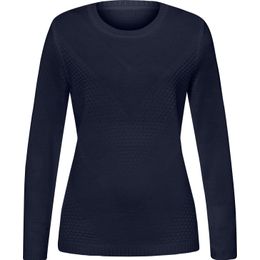 Damen Langarm-Pullover mit Strickmuster vorne marine, Gr&ouml;&szlig;e 54