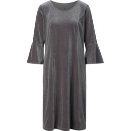 Damen Samtkleid mit Volants anthrazit, Gr&ouml;&szlig;e 38