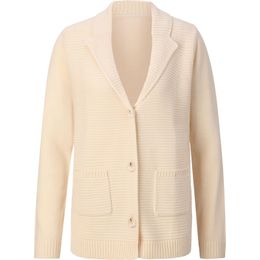 Damen Cardigan in Ripp-Optik elfenbein, Gr&ouml;&szlig;e 54