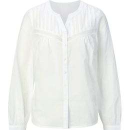 Damen Langarmbluse mit Spitzendetails ecru, Gr&ouml;&szlig;e 54