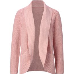 Damen Strickjacke mit Schalkragen rosenquarz-ecru-meliert, Gr&ouml;&szlig;e 52