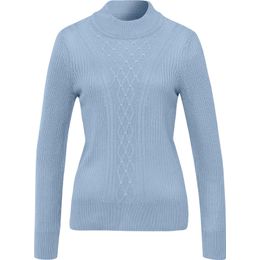 Damen Stehkragenpullover mit Rauten-Strickmuster eisblau, Gr&ouml;&szlig;e 52