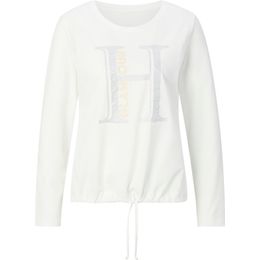 Damen Rundhalsshirt mit Glitzer-Print ecru, Gr&ouml;&szlig;e 42