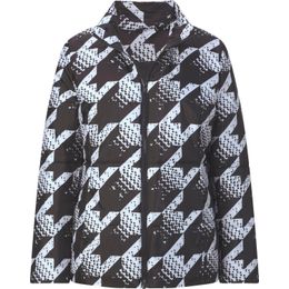 Damen Steppjacke mit Hahnentritt-Muster schwarz-ecru-bedruckt, Gr&ouml;&szlig;e 52