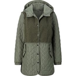 Damen Steppjacke mit Teddy-Fleece khaki, Gr&ouml;&szlig;e 38