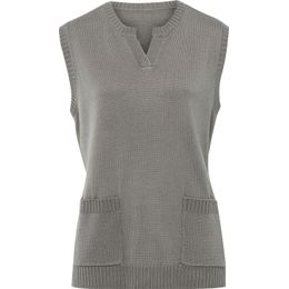 Damen Pullunder mit aufgesetzten Taschen grau, Gr&ouml;&szlig;e 40