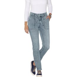 Damen Jeans mit Tunnelzug und Bindeband blue-bleached, Gr&ouml;&szlig;e 44