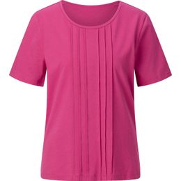 Damen Kurzarmshirt mit Biesen im Vorderteil fuchsia, Gr&ouml;&szlig;e 48