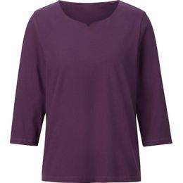 Damen 3/4-Arm-Shirt mit Herz-Ausschnitt traube, Gr&ouml;&szlig;e 42