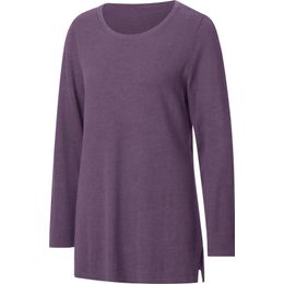 Damen Longpullover in leichter A-Linie feige-meliert, Gr&ouml;&szlig;e 40