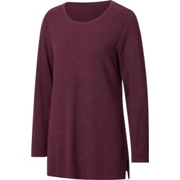 Damen Longpullover in leichter A-Linie burgund-meliert, Gr&ouml;&szlig;e 54
