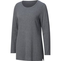 Damen Longpullover in leichter A-Linie grau-meliert, Gr&ouml;&szlig;e 38